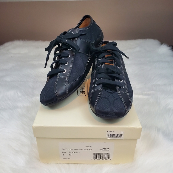 Coach | Shoes | Coach Suee Size 8 Black Signature Jacquard Leather ...